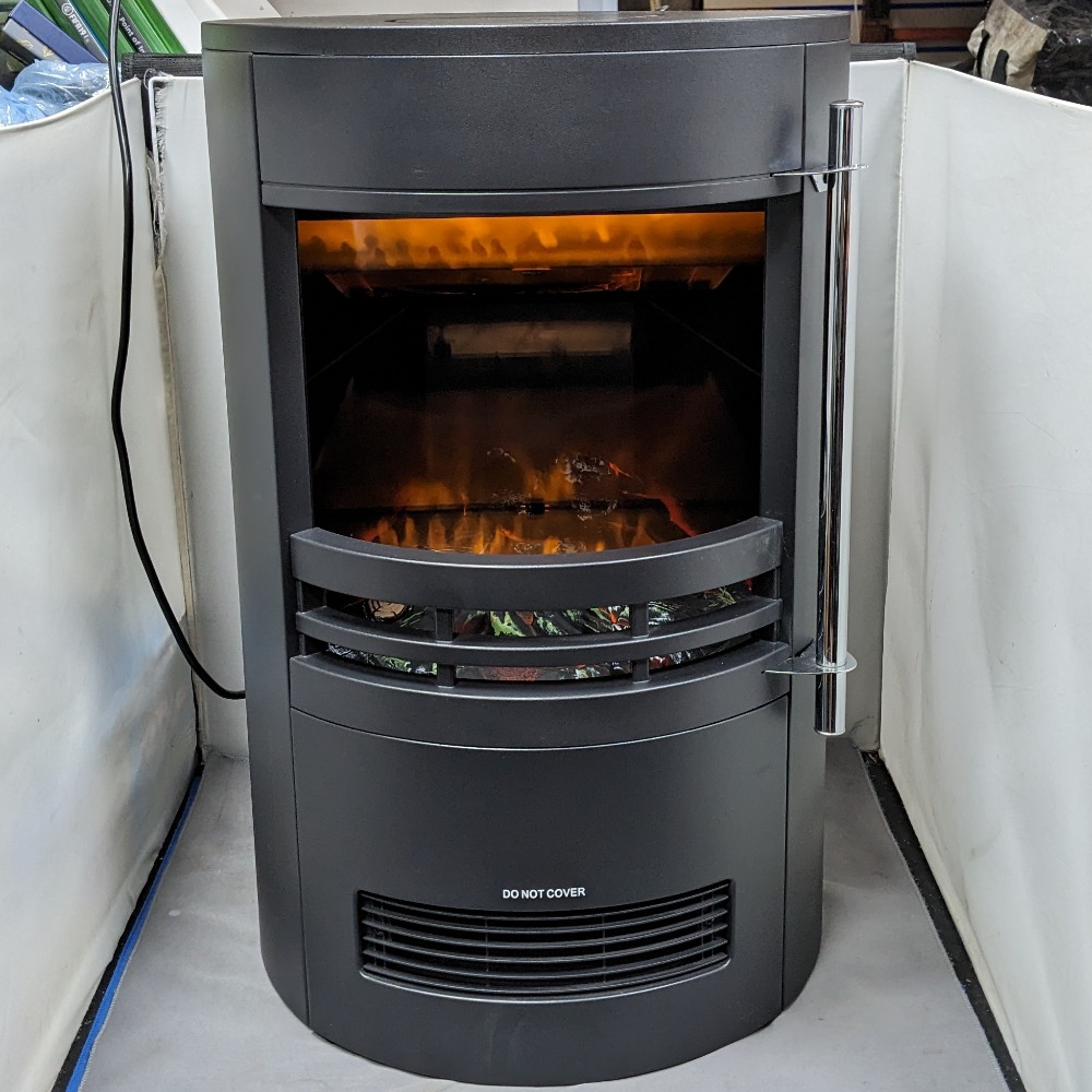 Pre-owned Dunelm contemporary freestanding round log effect stove ...